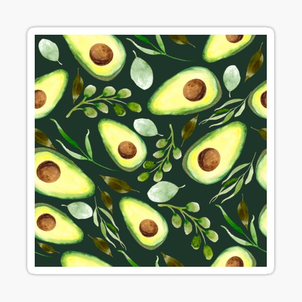 "Avocados and Greenery | Watercolor | Pattern" Sticker by Harpleydesign ...