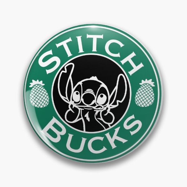 "Stitch Bucks Starbucks style" Pin for Sale by Created-By-AJC | Redbubble