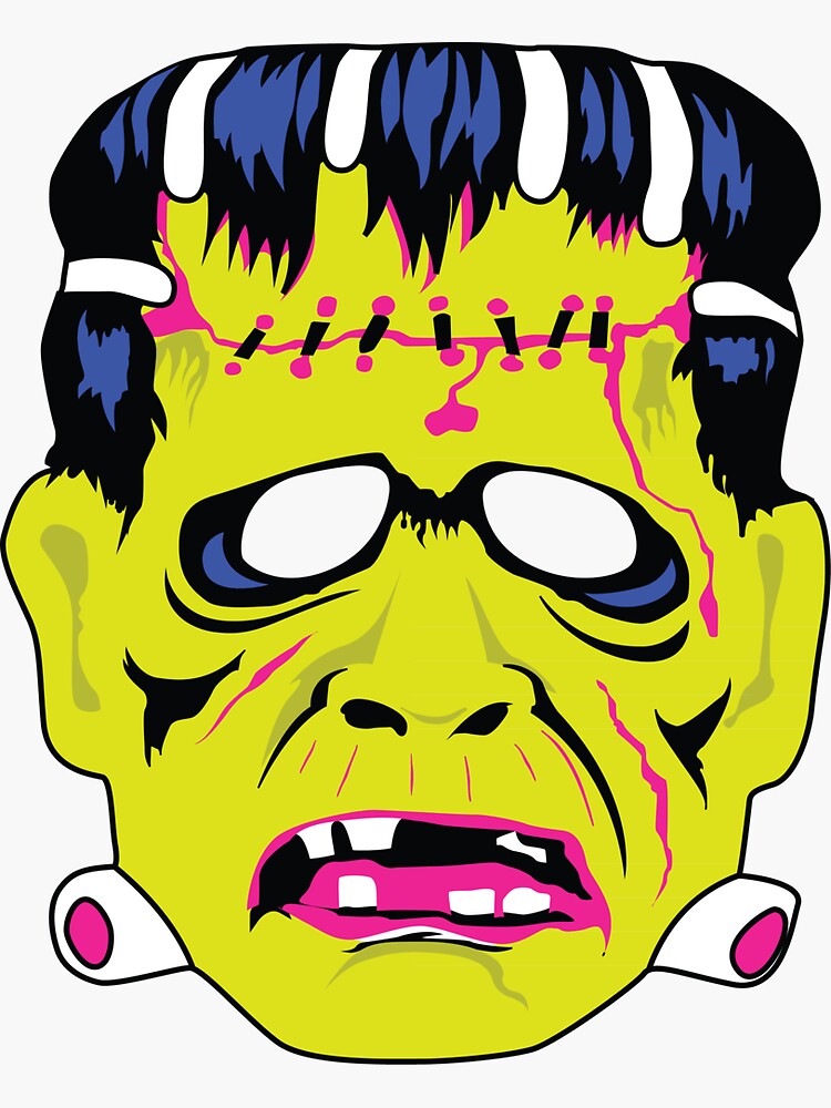 "Vintage Halloween Frankenstein Monster Mask 1970s" Sticker for Sale by ...