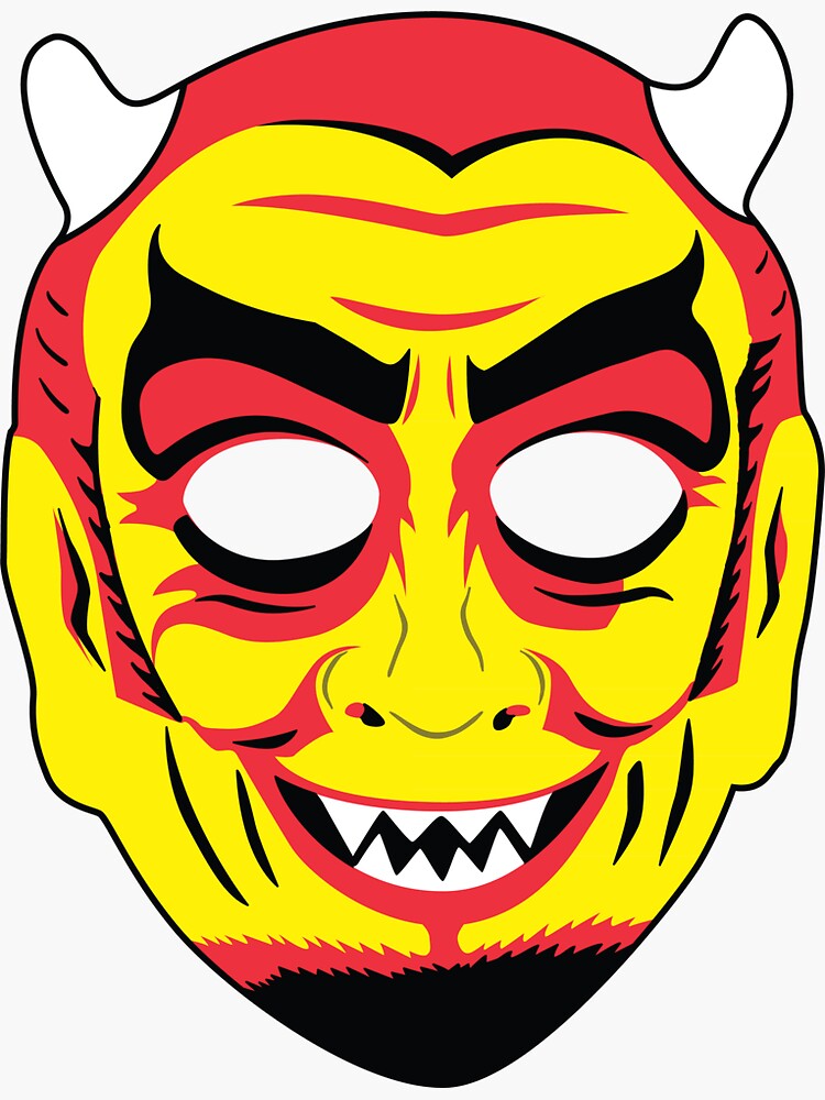 "Vintage Halloween Devil Mask 1970s" Sticker for Sale by DevouredWear ...