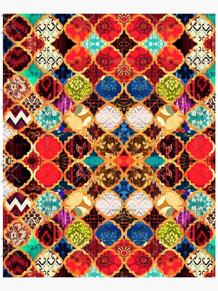 "Heritage Traditional Geometric Moroccan Tiles Style Artwork." Mounted ...