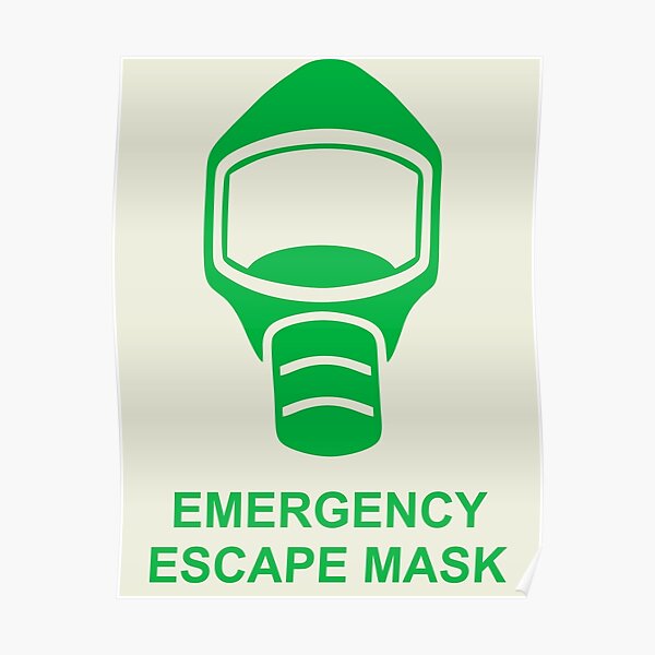 Póster «Emergency Escape Mask (or Smoke Hood, or Gas Mask) Sign» de ...