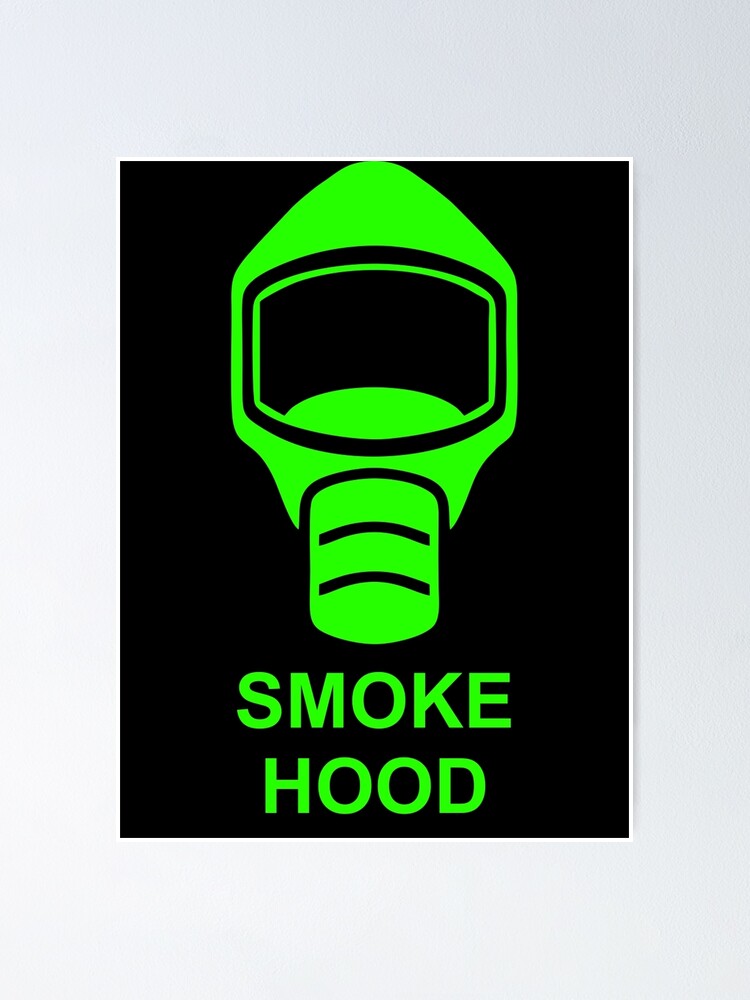Póster «Emergency Escape Mask (or Smoke Hood, or Gas Mask) Sign» de ...