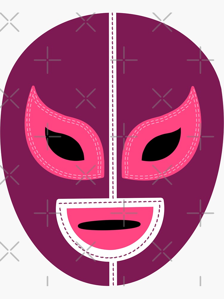 "Purple and Pink Mask Luchador Wrestler Luchadora" Sticker by ...