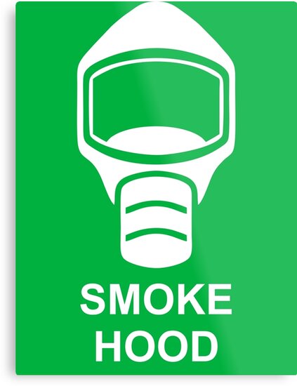 "Emergency Escape Mask (or Smoke Hood, or Gas Mask) Sign" Metal Prints ...