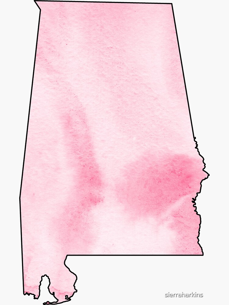 "Alabama State Outline, Pink Watercolor" Sticker by sierraharkins ...