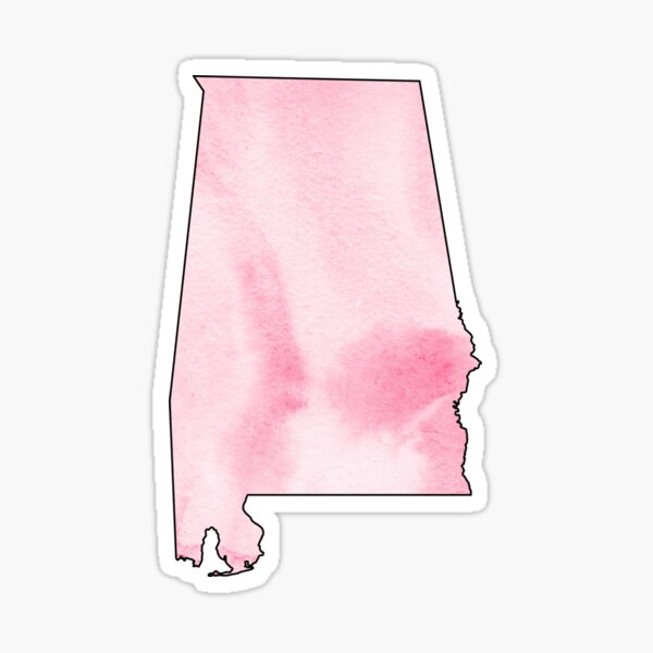 "Alabama State Outline, Pink Watercolor" Sticker by sierraharkins ...