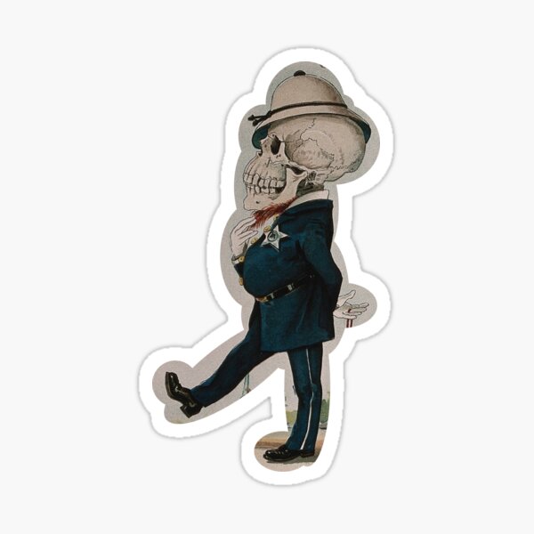 "Antique Skeleton Policeman Calendar Illustration" Sticker by ...