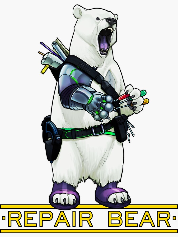 "Repair Bear - Polar Bear" Sticker for Sale by ghostfire | Redbubble