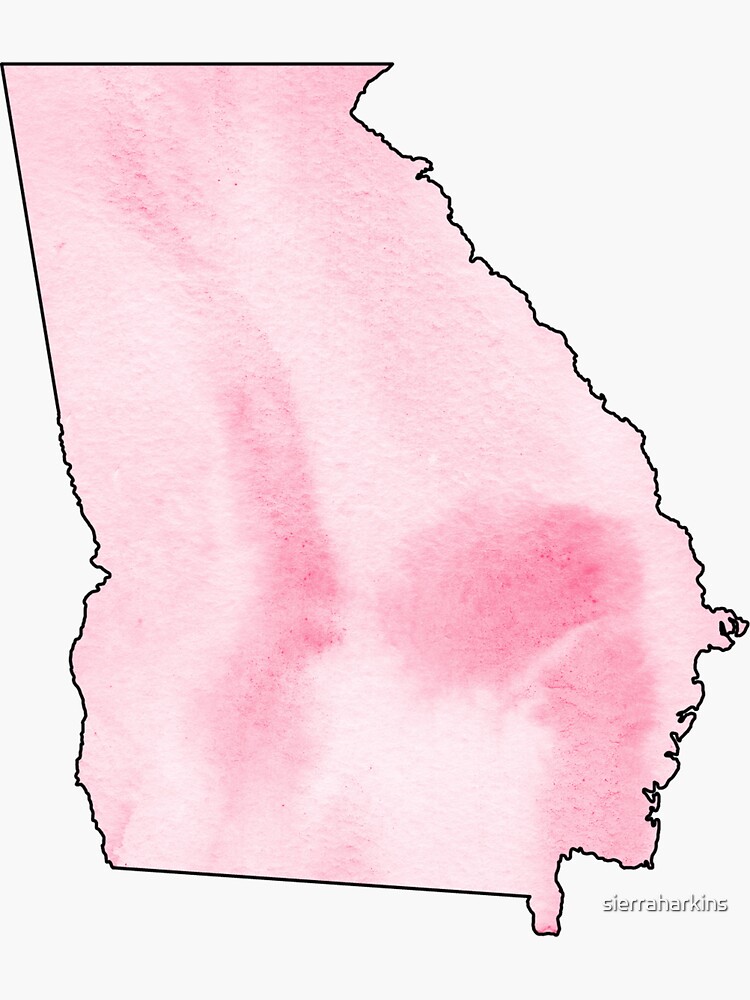 "Georgia State Outline, Pink Watercolor" Sticker by sierraharkins ...