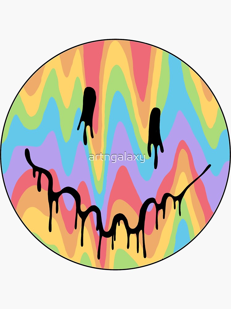 "Trippy Smiley Face" Sticker for Sale by artngalaxy | Redbubble