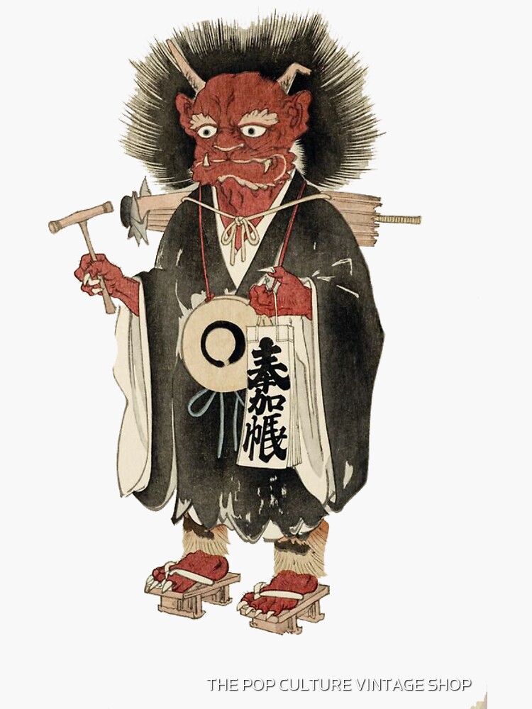 "Oni Monk: Japanese Vintage Woodblock Print" Sticker by bnatiez | Redbubble