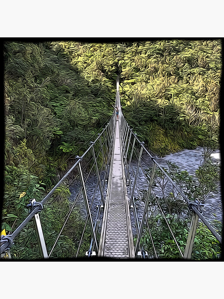 "Suspension bridge across a raging river" Sticker for Sale by mxbrdly ...