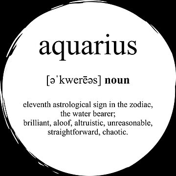 "Aquarius Definition | Dictionary Collection" Sticker by Designschmiede ...