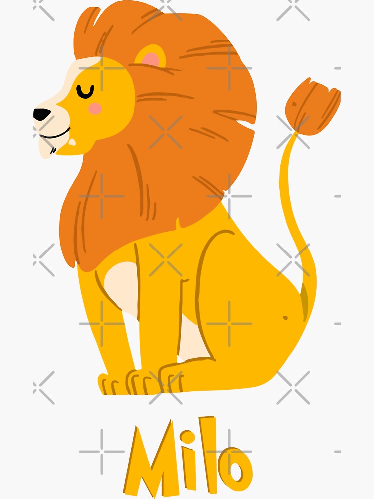 "Milo Lion Baby Boy Wild Animal Name" Sticker for Sale by HelloFromAja ...