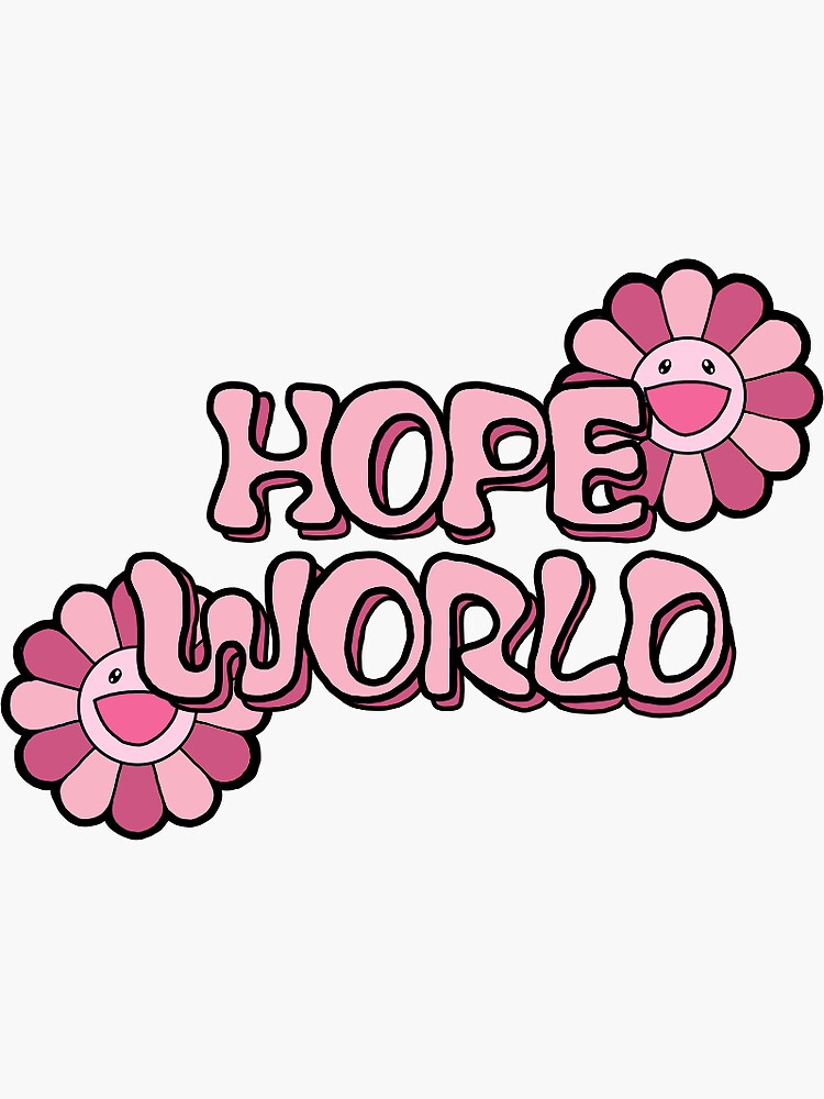 "HOPE WORLD pink hobicore" Sticker by Elinatpwk | Redbubble