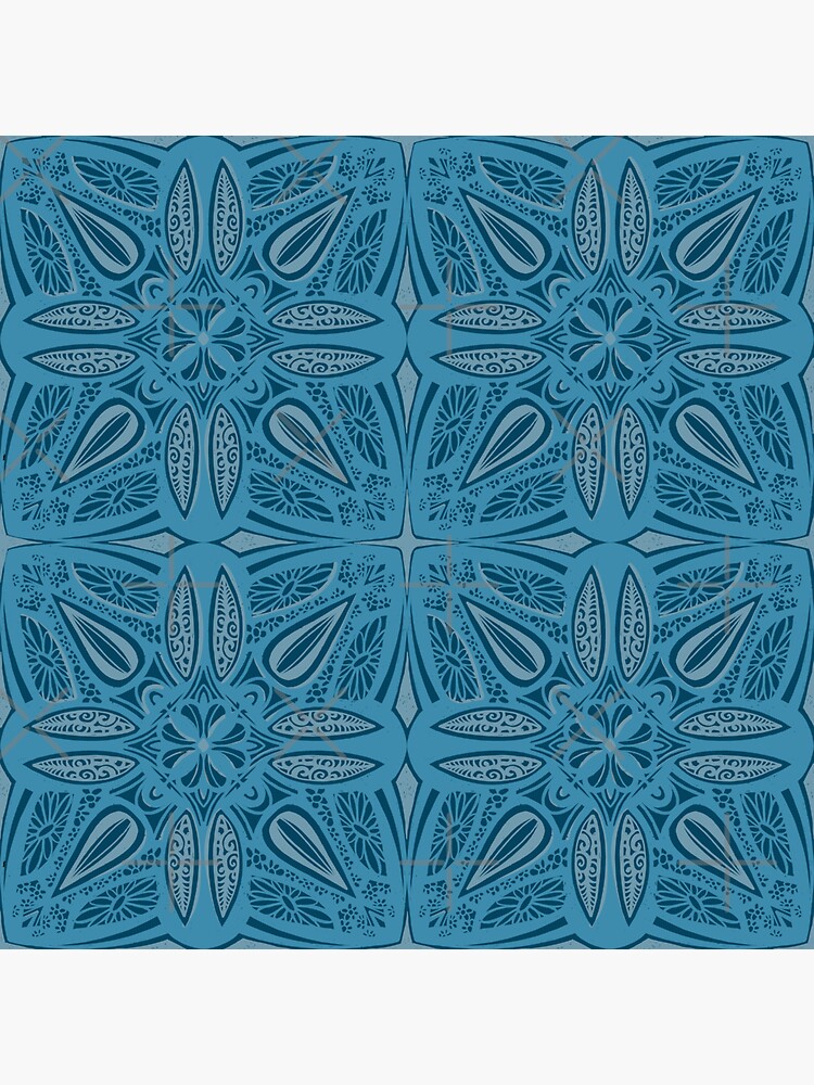 "Blue Rustic Mandala Tile - Monochromatic Blue Color Palette" Sticker ...