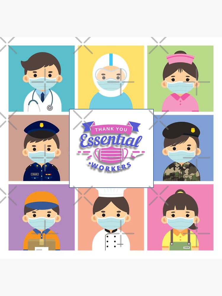 "Thank You Essential Workers" Sticker for Sale by Lavender823s | Redbubble