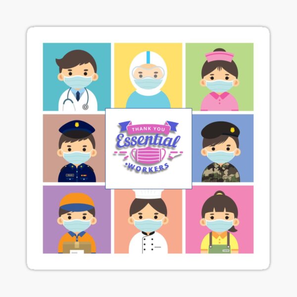 "Thank You Essential Workers" Sticker for Sale by Lavender823s | Redbubble