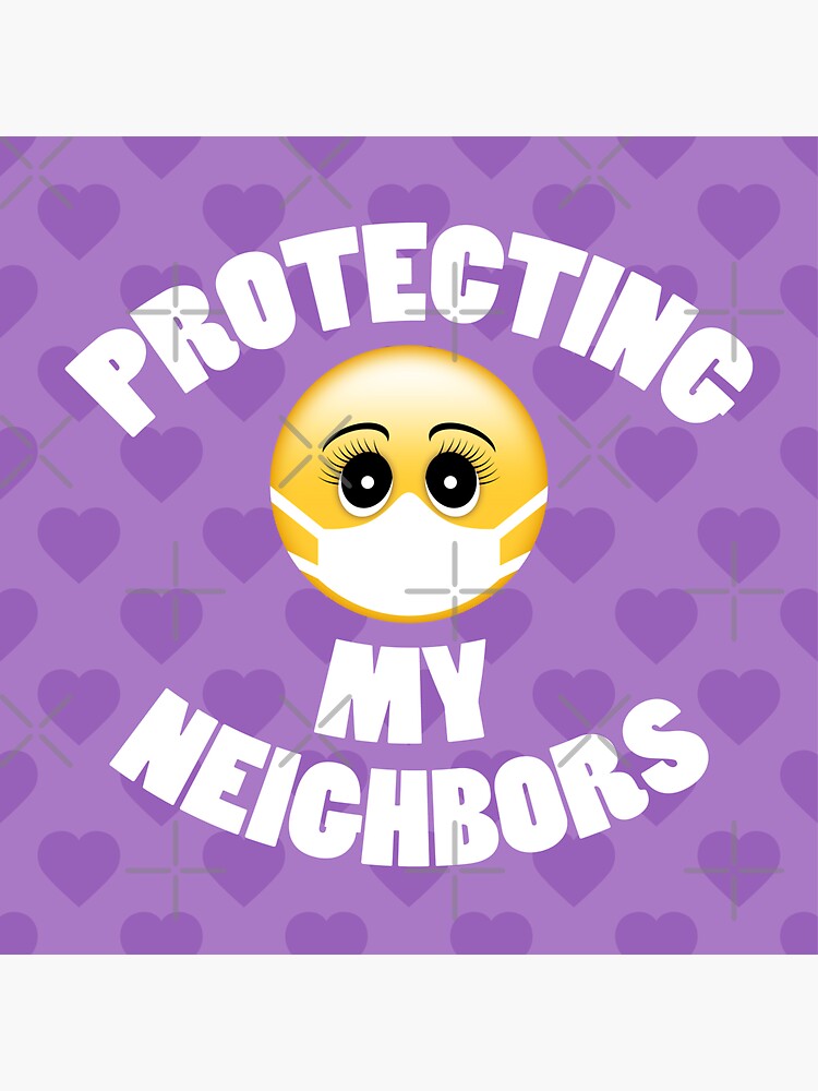 "Emoji With Face Mask - Protecting My Neighbors - Purple" Sticker by ...