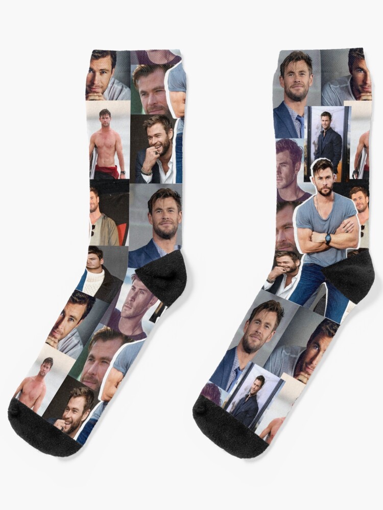 "Chris Hemsworth" Socks for Sale by FanArtCollages | Redbubble
