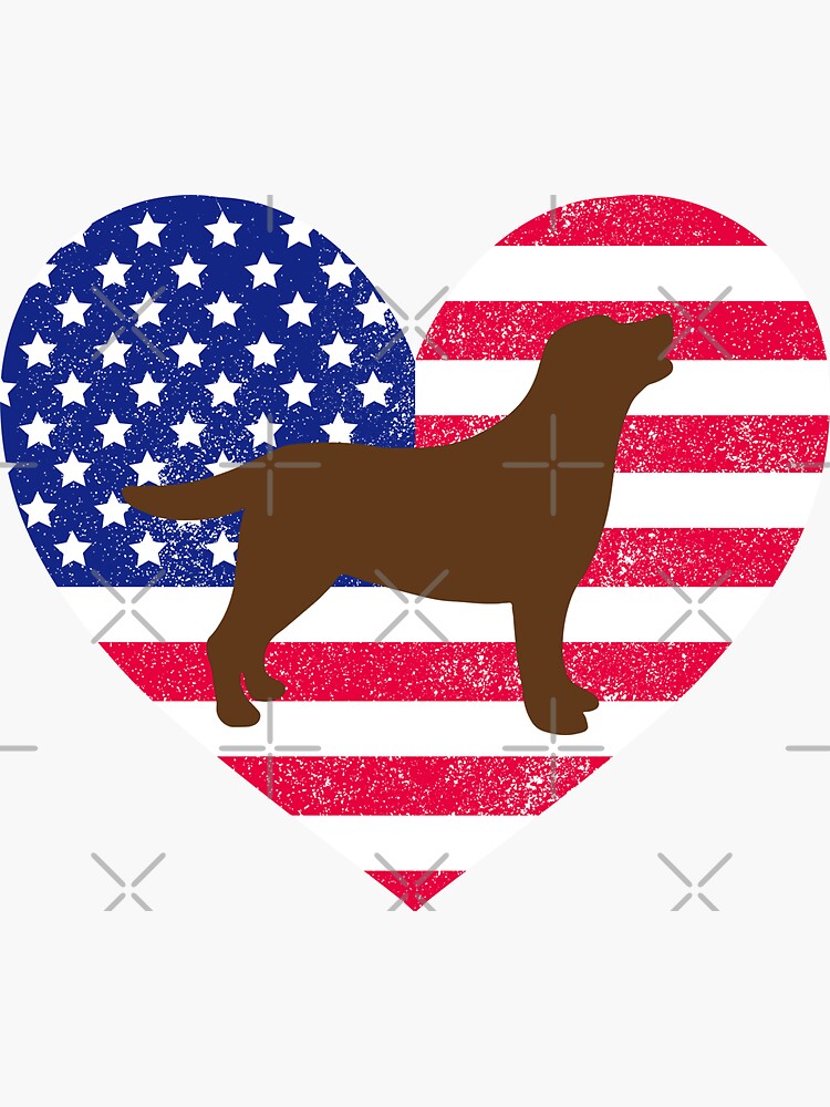 "Chocolate Labrador Silhouette and US Heart" Sticker by HappyLabradors ...