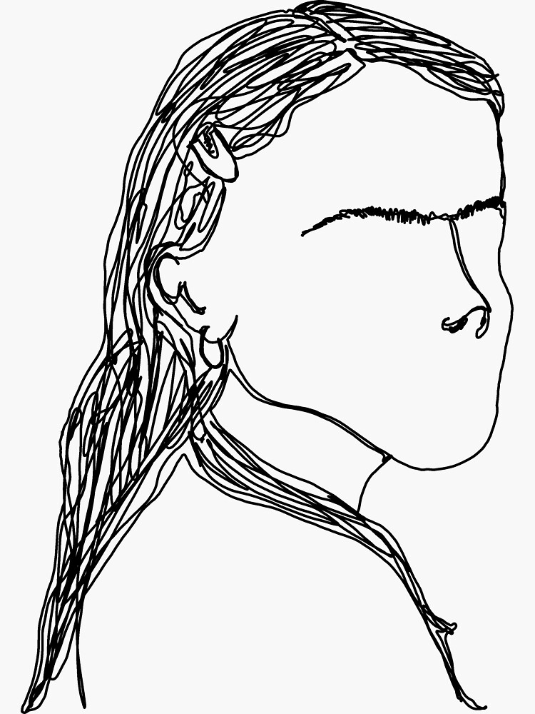 "Continuous line face drawing" Sticker by emlouisec13 | Redbubble