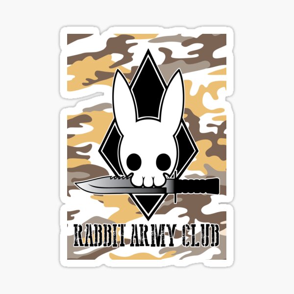 "Rabbit Army Club Skull White Outline Camo Camouflage" Sticker by ...