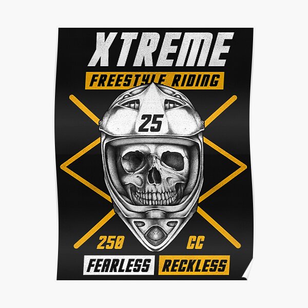 "Freestyle Riding - Fearless Reckless Concept with Hipster Skull Head ...