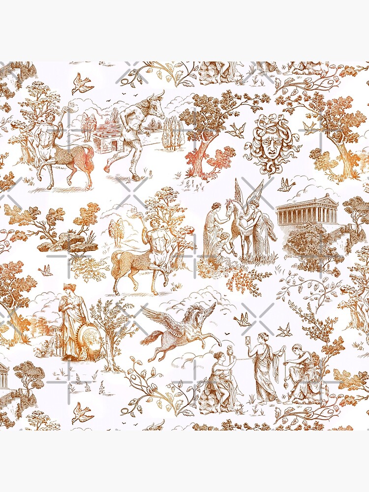 "Greek Mythology Toile with Centaurs, Minotaurs and Pegasus" Throw ...