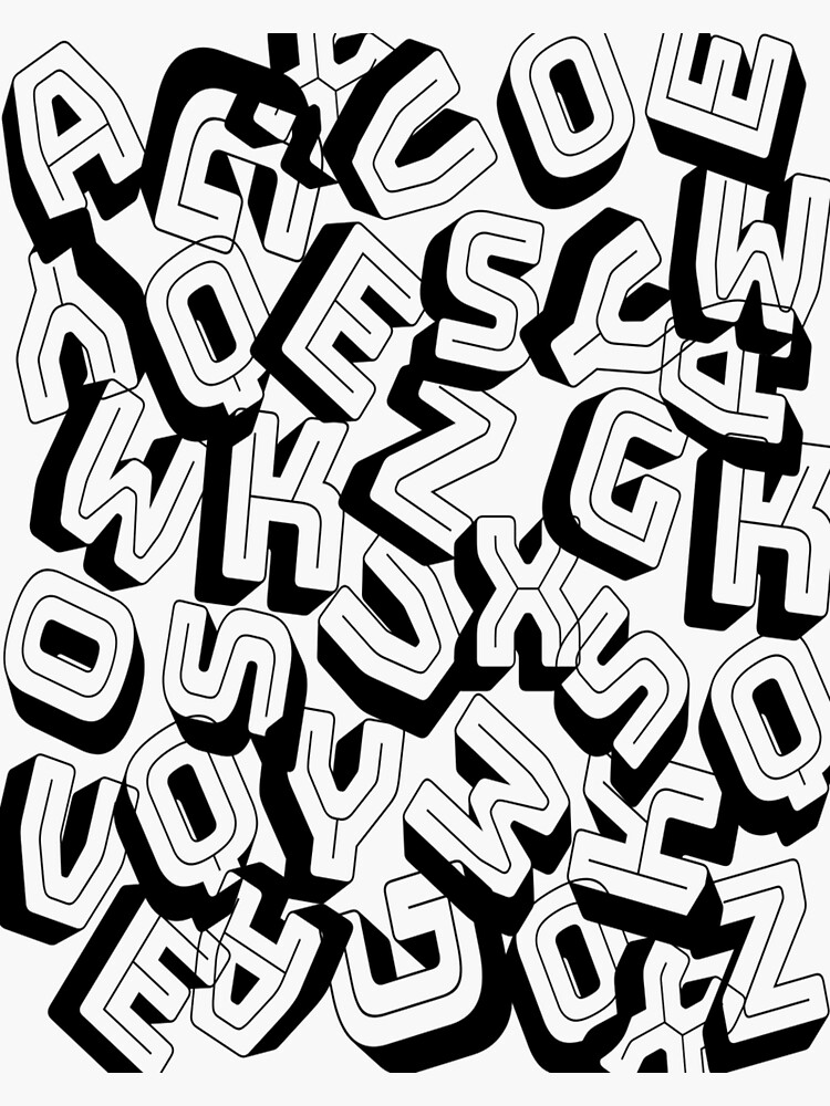"Scrambled Up Letters" Sticker for Sale by Maddyprints | Redbubble