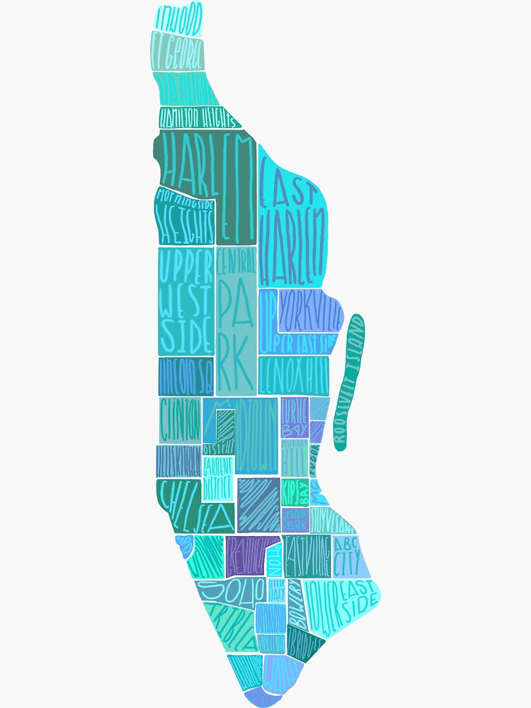 "Manhattan Map" Sticker by elaina2005 | Redbubble