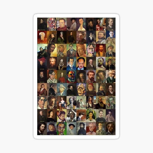 "Artist Self-Portraits" Sticker for Sale by Montage-Madness | Redbubble