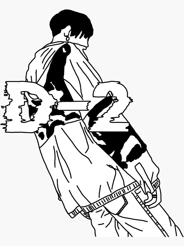 "Augst D: D-2 Line Drawing " Sticker for Sale by Mariseoul | Redbubble