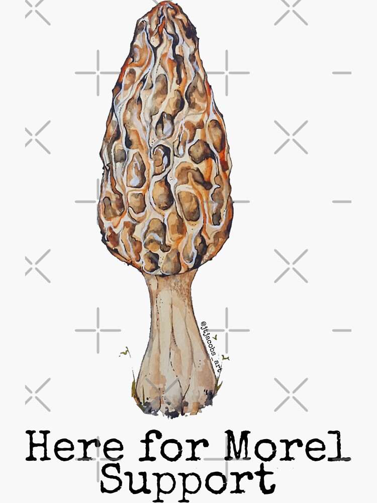 "Here for MOREL SUPPORT" Sticker by bluejayknits | Redbubble