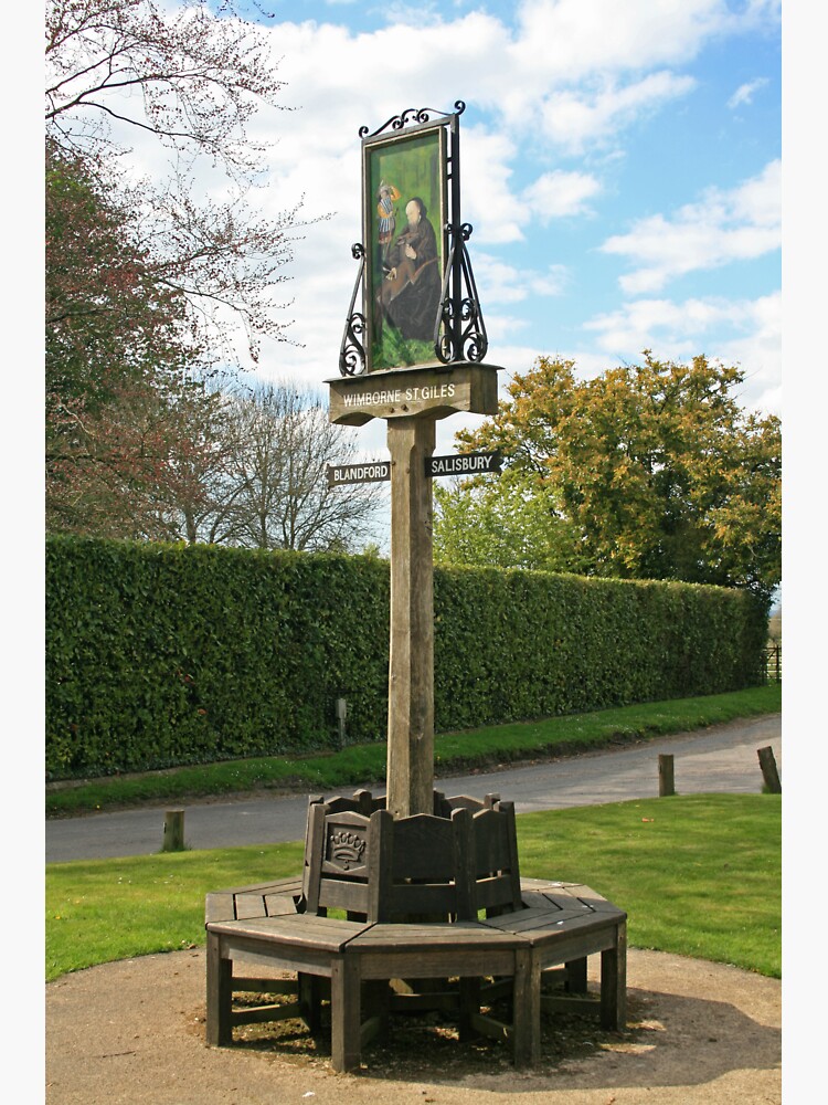 "Village Sign, Wimborne St Giles" Sticker for Sale by RedHillDigital ...