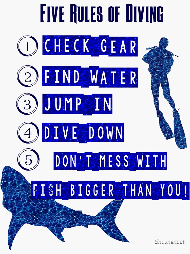 "The Five Rules of Diving" Sticker by Shounenbat | Redbubble
