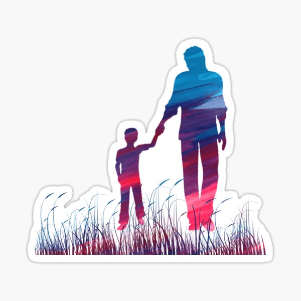 "Fathers day shadow dad and son color" Sticker by linhkaphung | Redbubble