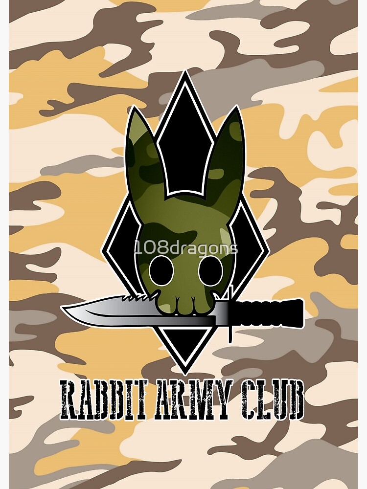 "Rabbit Army Club Camouflage Skull White Outline Camo " Art Print for ...