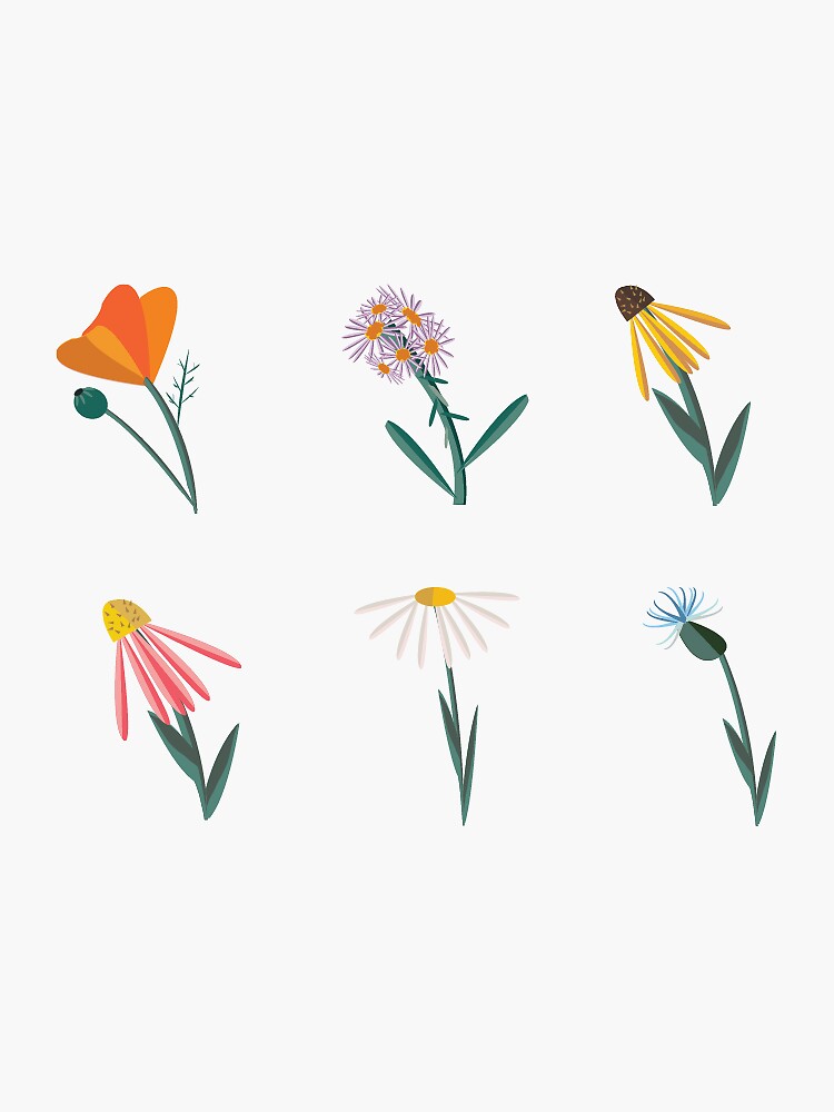 "Wildflower Mix" Sticker for Sale by goosiegreat | Redbubble