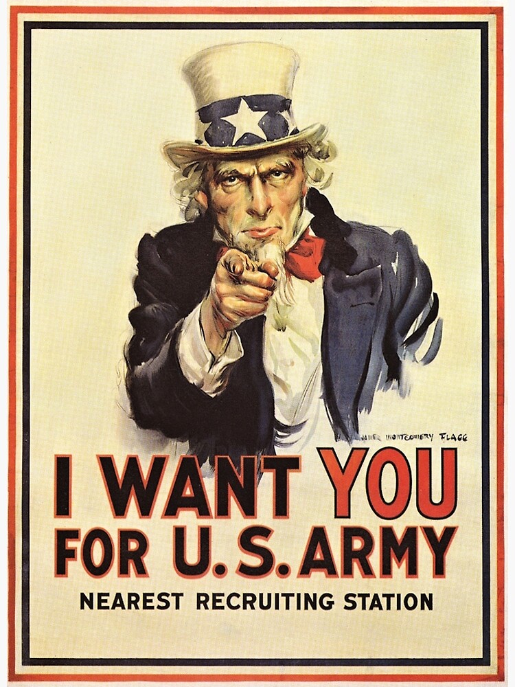 Vintage I Want You WWI Propaganda USA Premium Matte Vertical Poster ...