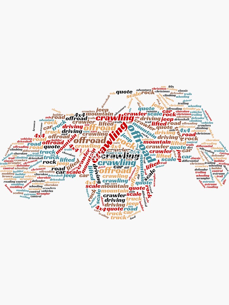 " A trail or trails rock crawling offroad word cloud" Sticker for Sale ...