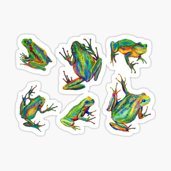 "Rainbow Frogs Pattern (black)" Sticker by toastanimations | Redbubble