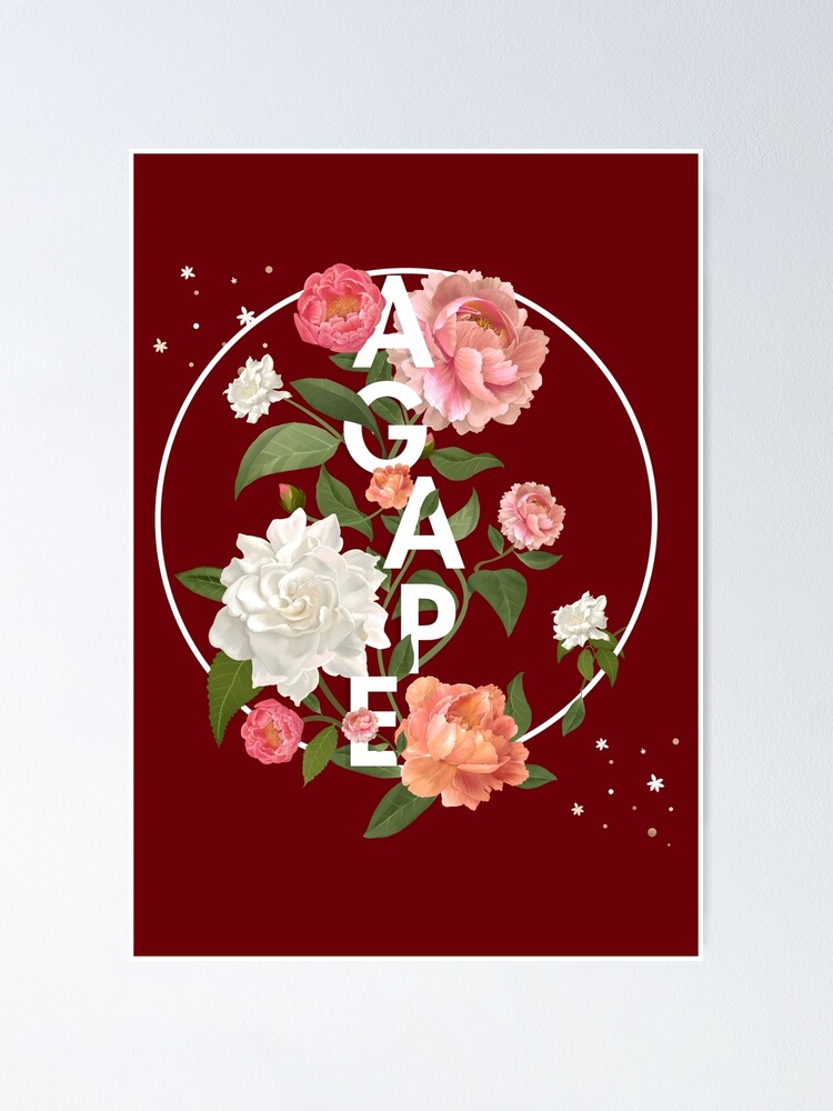 "AGAPE Red Floral" Poster by kleynard | Redbubble