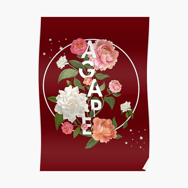 "AGAPE Red Floral" Poster by kleynard | Redbubble