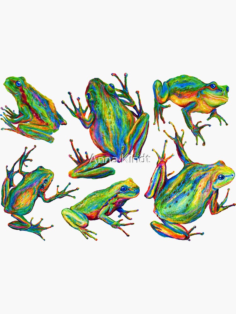 "Rainbow Frogs Pattern (white)" Sticker for Sale by toastanimations ...