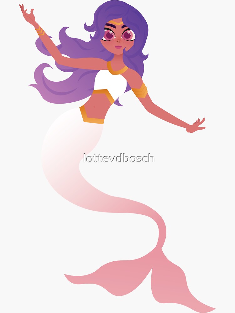 "Ava the mermaid" Sticker for Sale by lottevdbosch | Redbubble