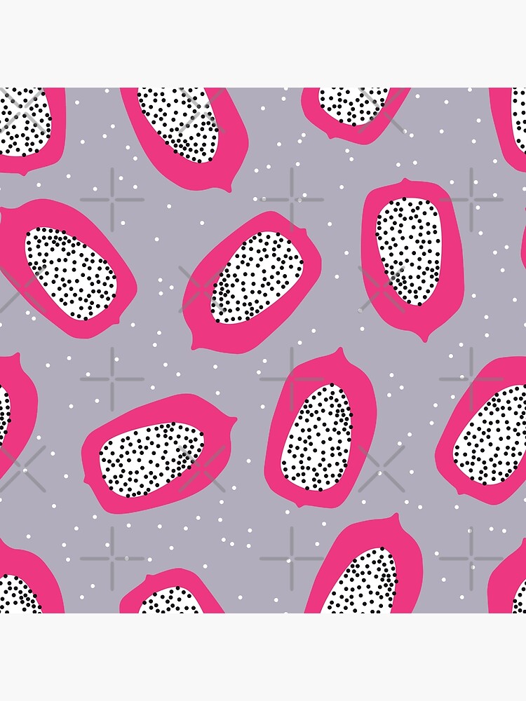 Póster « mitades de papaya sobre fondo punteado de color púrpura claro ...