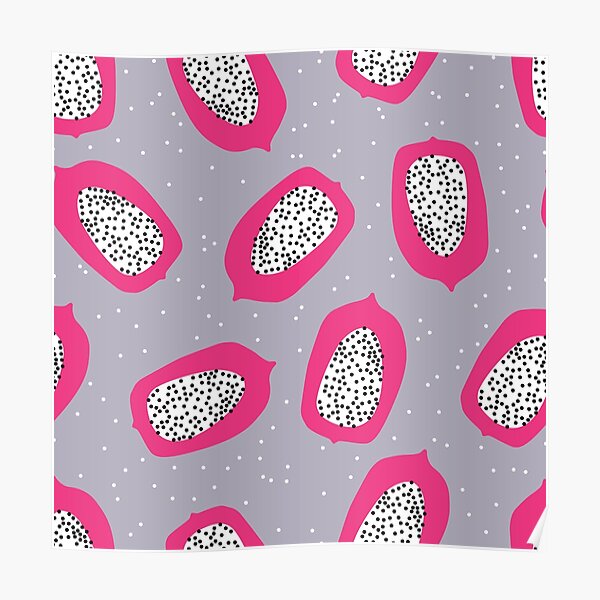 Póster « mitades de papaya sobre fondo punteado de color púrpura claro ...