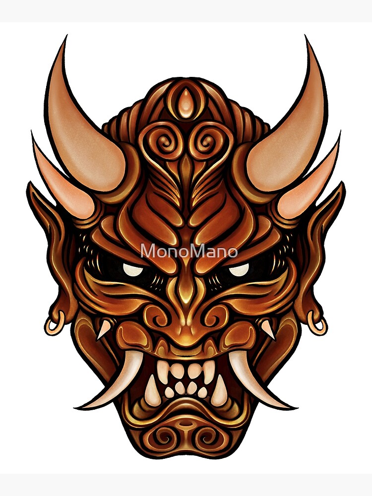 "Rage of the Oni - Japanese Yokai Mask" Poster for Sale by MonoMano ...